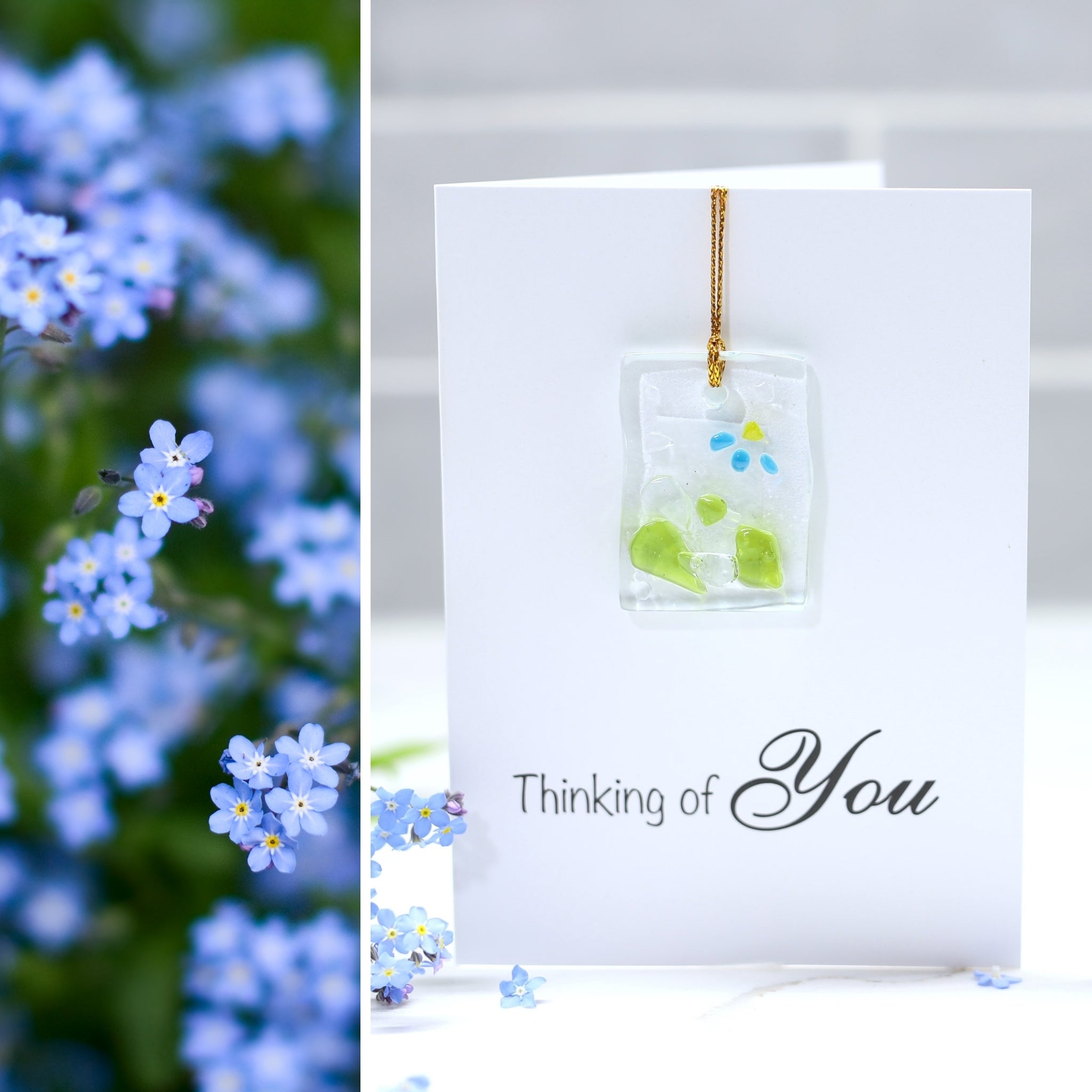 Glass Forget- Me-Not Keepsake & Card – Artglas